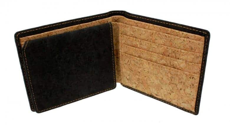 Cork Wallet Black & White without coin pouch - retrostiel